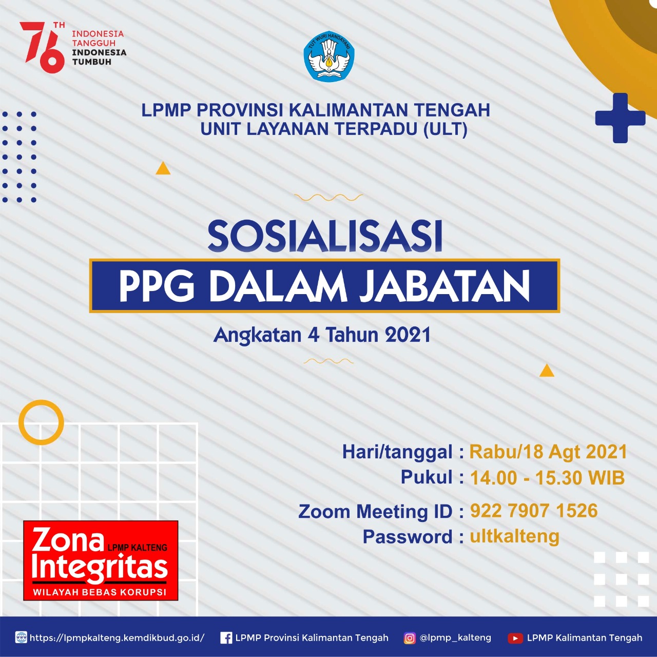 Sosialisasi PPGJ 2021 | BPMP Provinsi Kalimantan Tengah